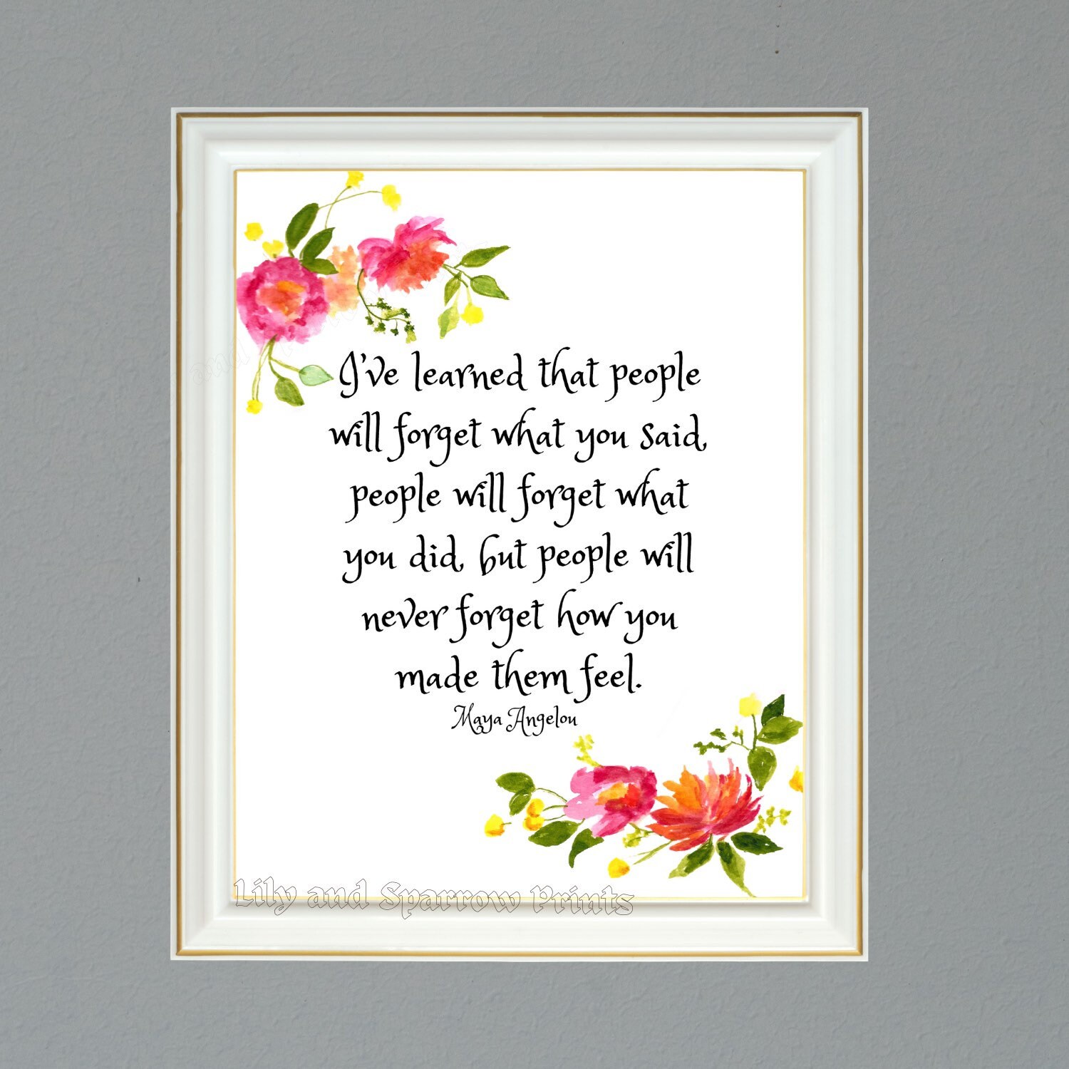 Maya Angelou Inspirational Wall Print, Maya Angelou Quote Print ...