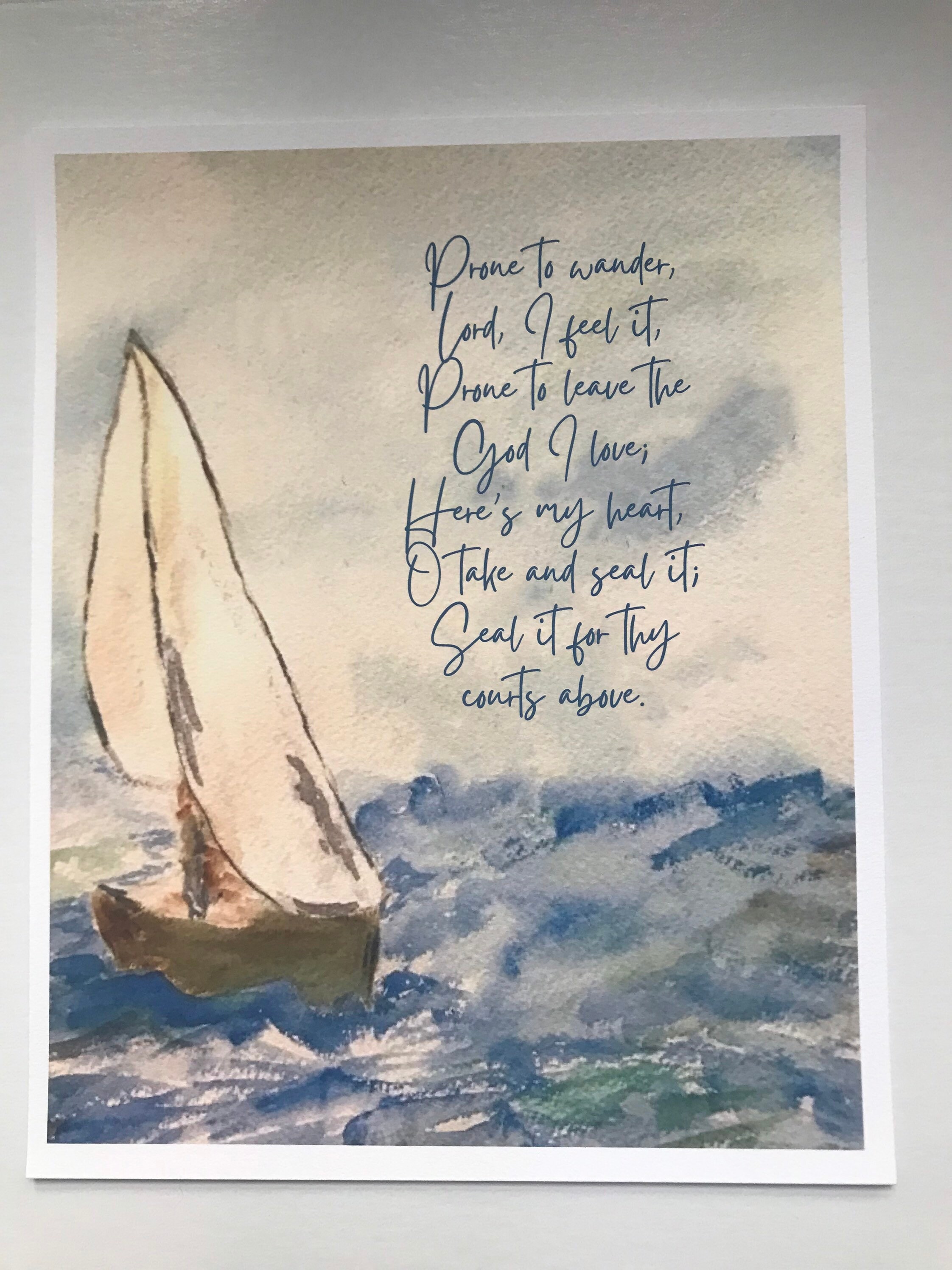 Sailboat Painting, Religious Wall Art, Nautical Ocean Christian Print ...