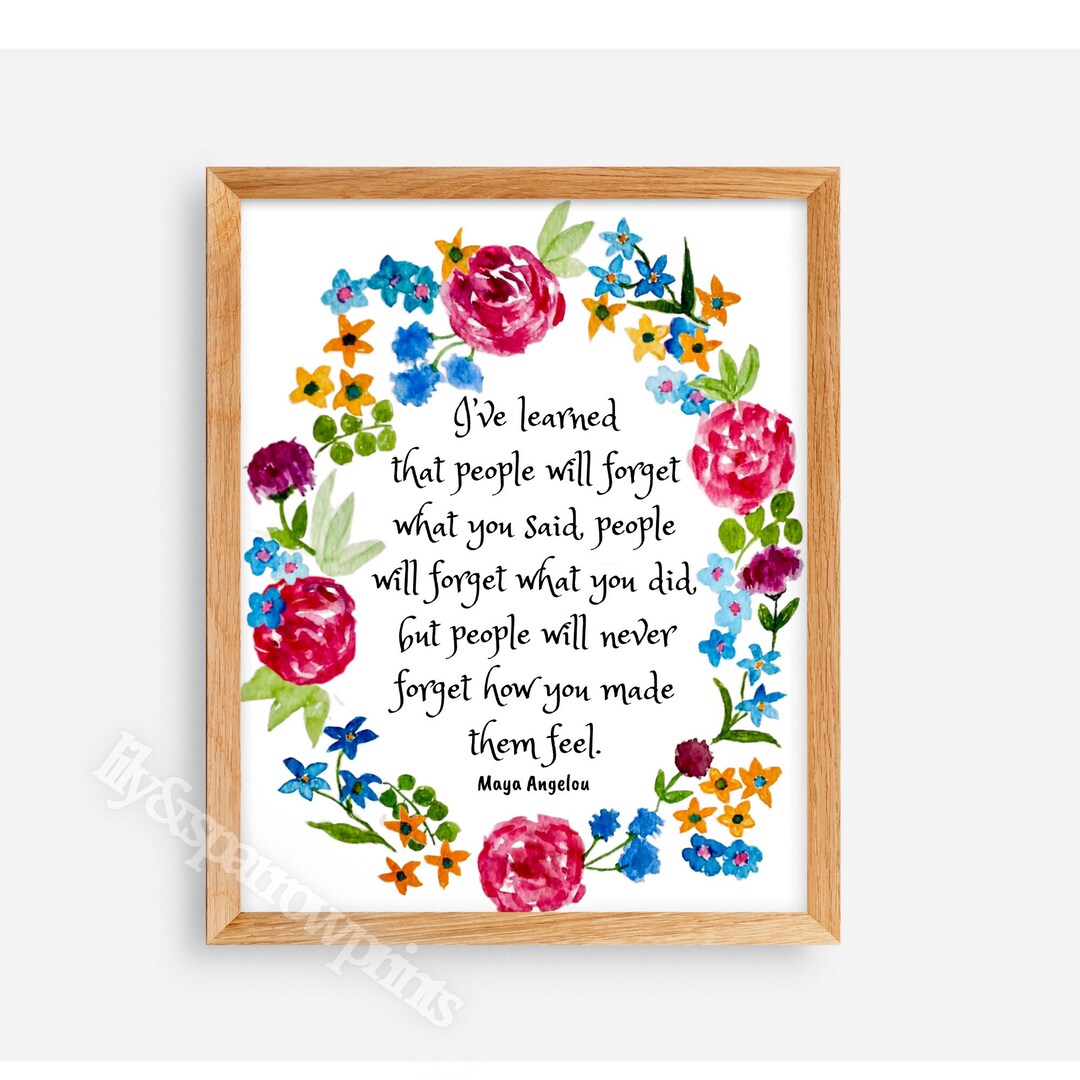 Maya Angelou Inspirational Wall Print, Maya Angelou Quote Print ...
