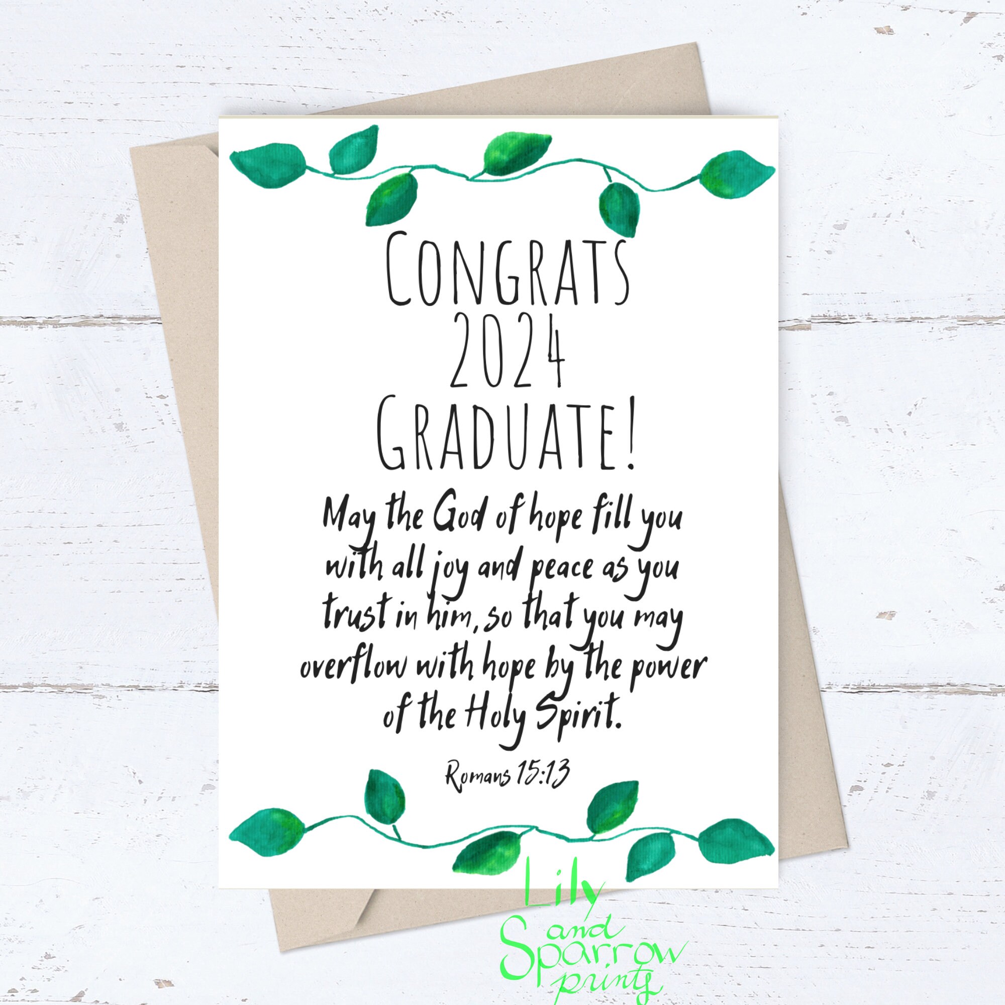 PRINTABLE 2025 Graduation Card; Religious Graduation Card; Congrats ...