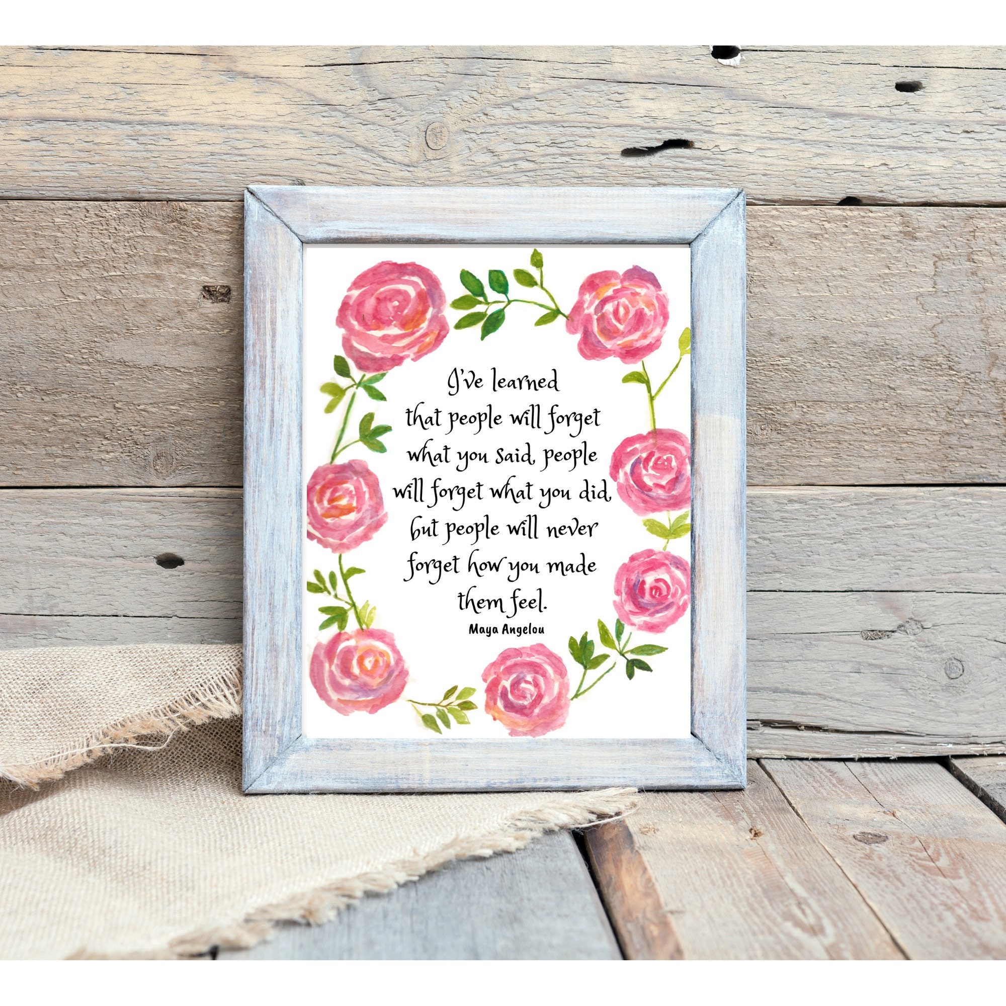 Maya Angelou Inspirational Wall Print, Maya Angelou Quote Print ...