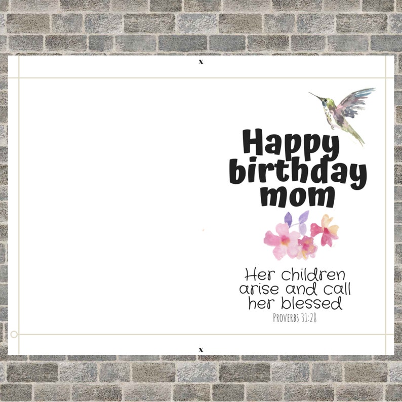 PRINTABLE Birthday Card for Mom; Christian Birthday Card; Proverbs 31 ...