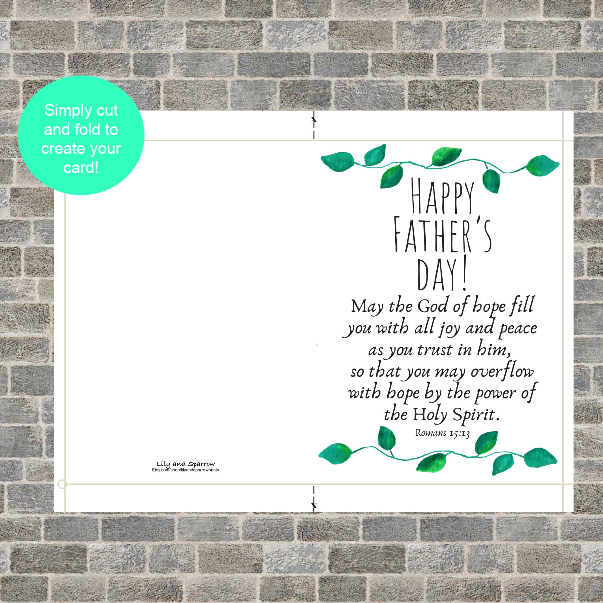 Religious Fathers Day PRINTABLE Card; Christian Card for Dad, God of ...