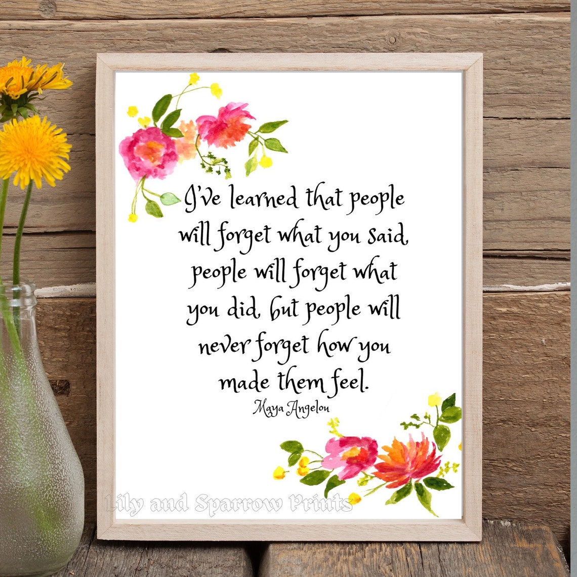 Maya Angelou Inspirational Wall Print, Maya Angelou Quote Print ...