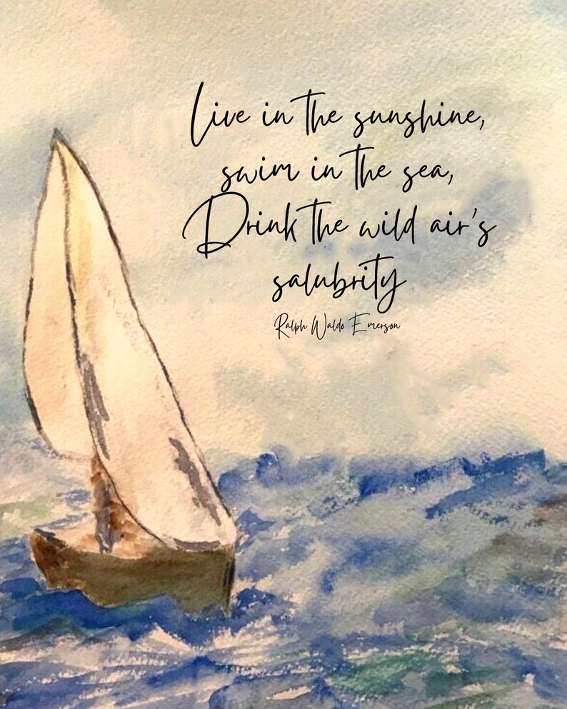 Sailboat Ralph Waldo Emerson Graduation Gift, Nautical Watercolor Print ...