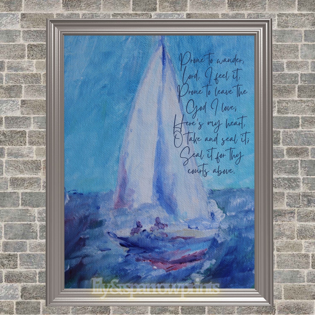 Sailboat Painting, Religious Wall Art, Christian Nautical Decor, Ocean ...