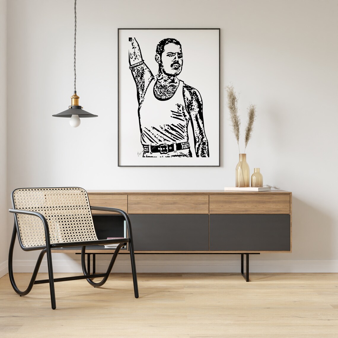 FREDDIE MERCURY QUEEN, Instant Digital Downloadable Print, Black ...