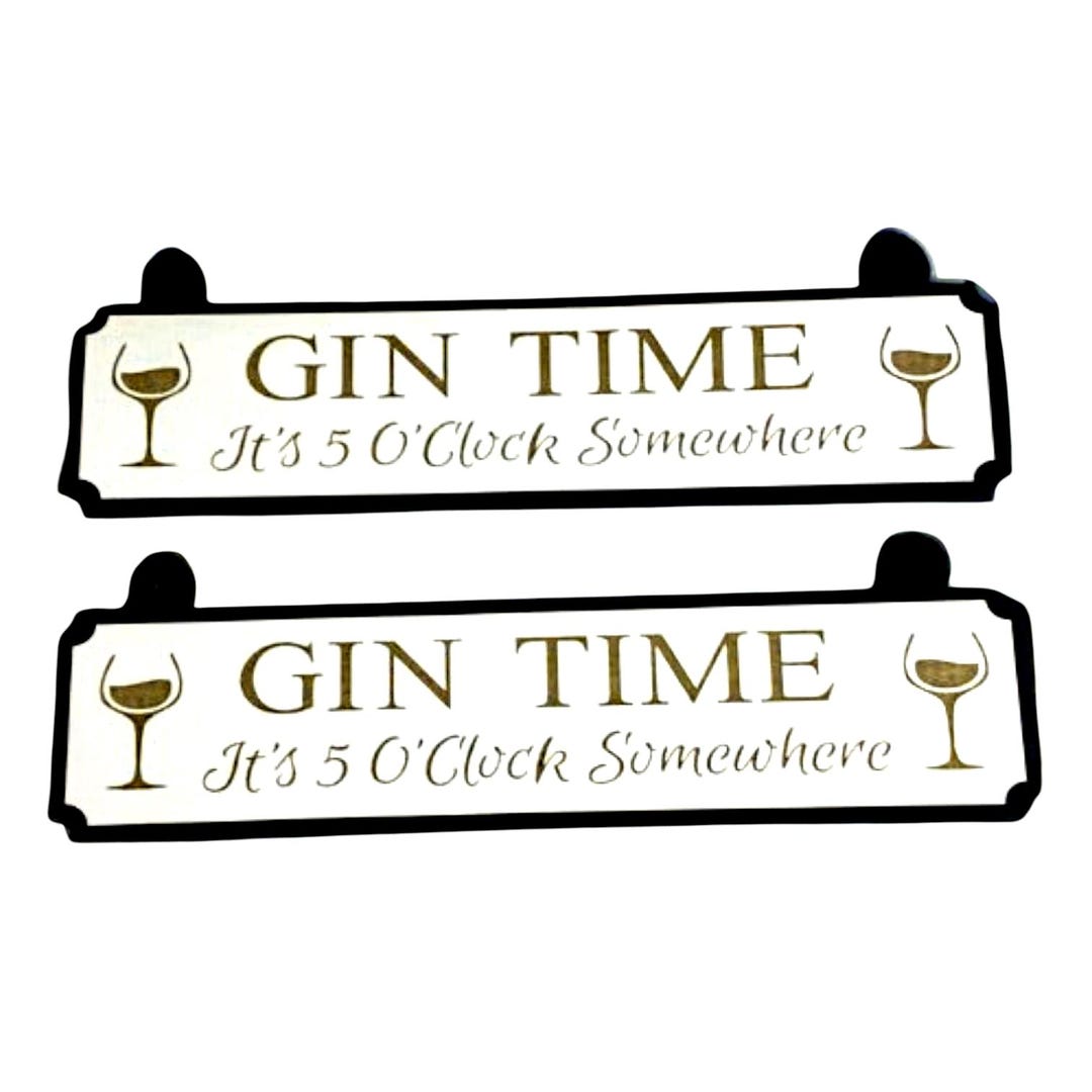 Wooden Wall Hanging Gin Signs Set of 2 Stylish Home or Bar Perfect for ...