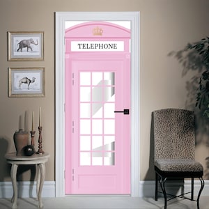 London Telephone Booth Door Mural, Pink Phone Booth, English Phone ...