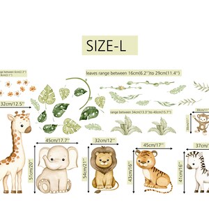 Safari Animals Wall Decal for Kids, Watercolor Baby Animals Nursery ...