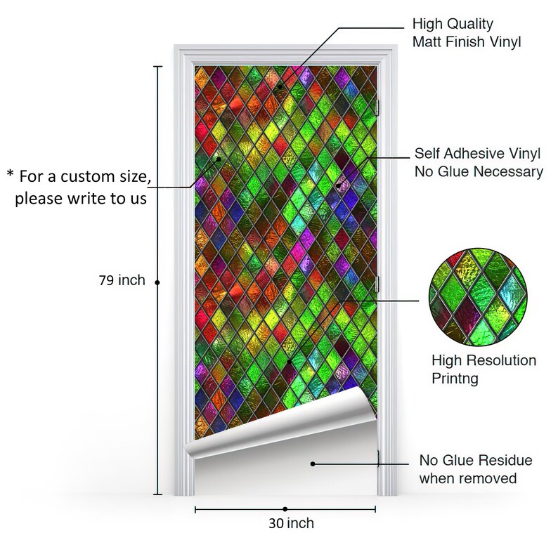 Colorful Retro Rhombus Stained Glass Window Covering - Etsy