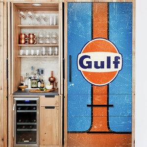 Retro Gus Pump Refrigerator Wrap, Vintage Fuel Station Logo Fridge Wrap ...
