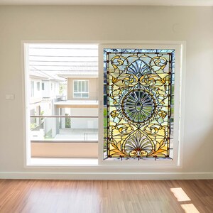 Geometrical Stained Glass Window Privacy Film, Abstract Colorful Window ...