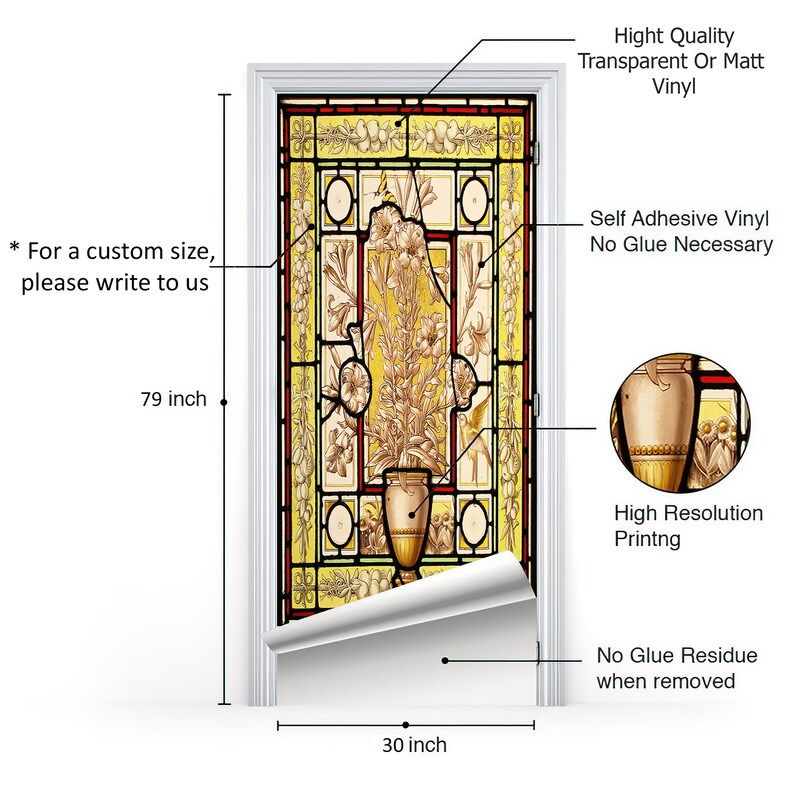 Medieval Style Frosted Stained Glass Window Film Golden - Etsy