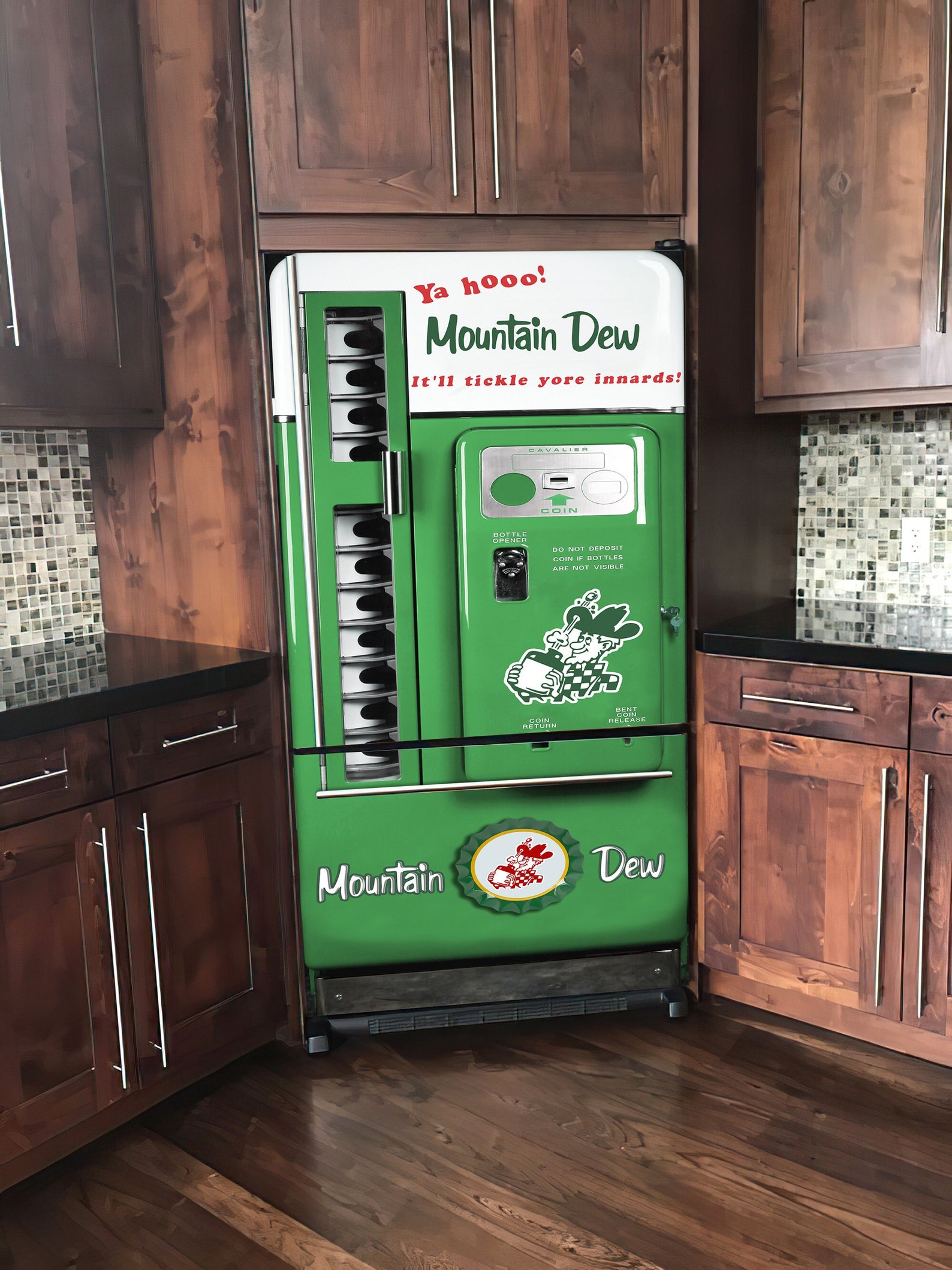 Retro Mountain Dew Vending Machine Refrigerator Wrap, Vintage Fridge ...