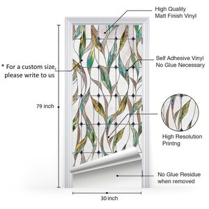 Tree Branches Glass Decor Window Privacy Film Sticker, Abstract Leaves ...