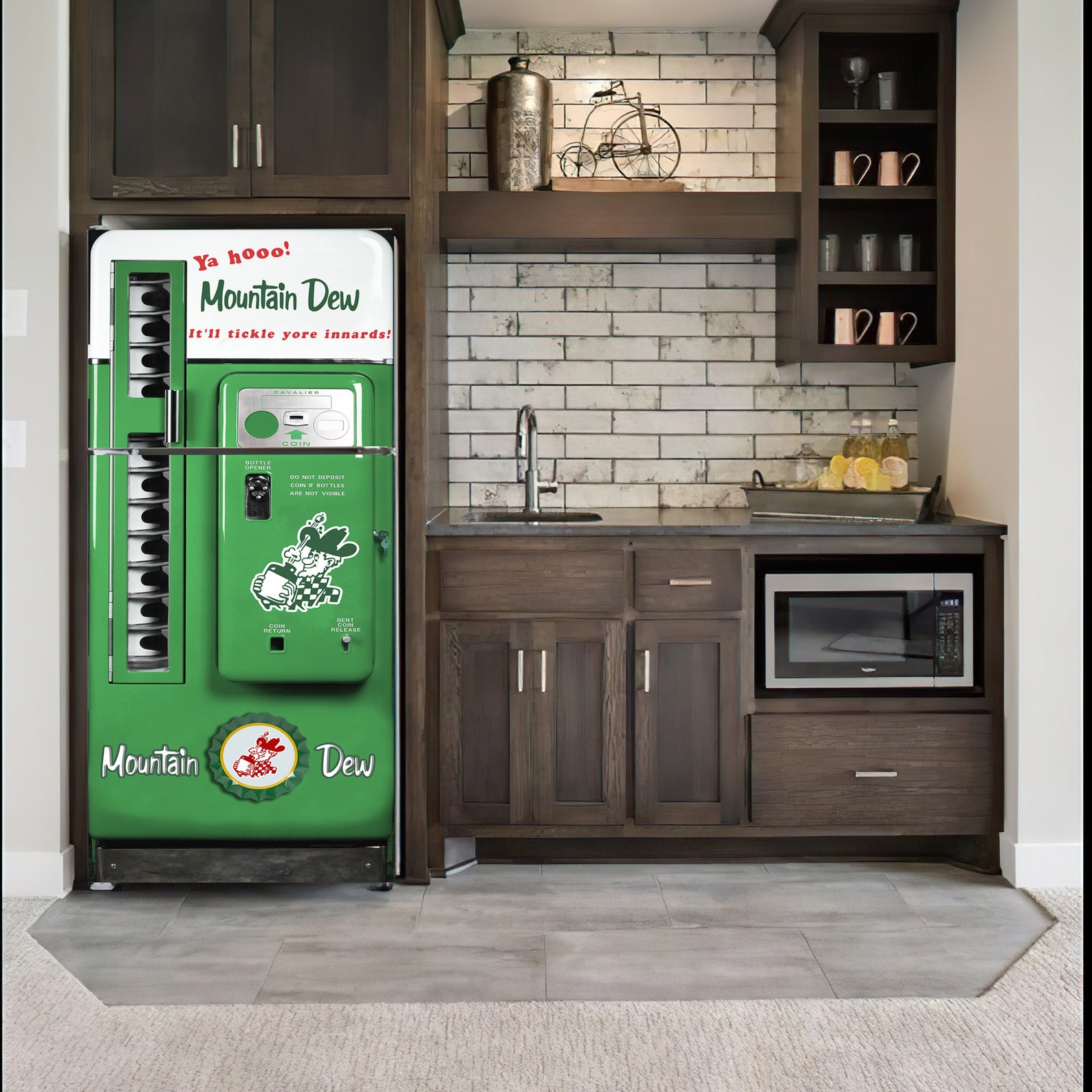 Retro Mountain Dew Vending Machine Refrigerator Wrap, Vintage Fridge ...