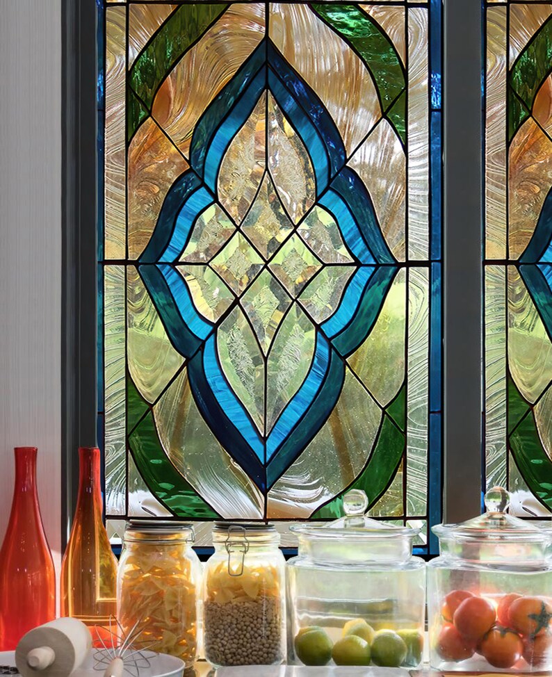 Tiffany Style Stained Glass Window Film Geometrical Frosted - Etsy