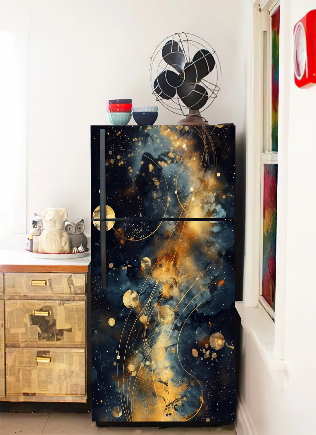 Fairy Night Fridge Wrap, Abstract Space Refrigerator Decal, Galaxy ...