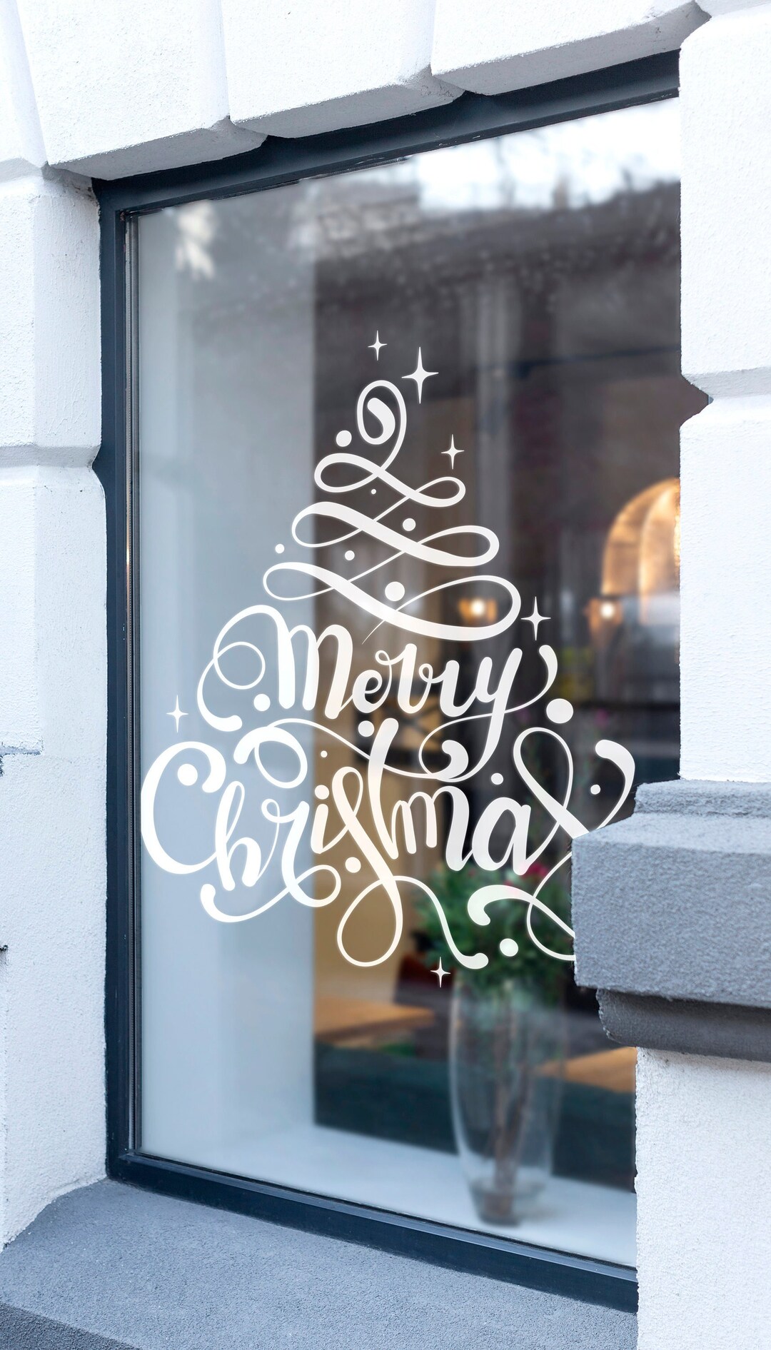 Christmas Tree Decal, Winter Window Decal, Holiday Decor, Xmas Decals ...