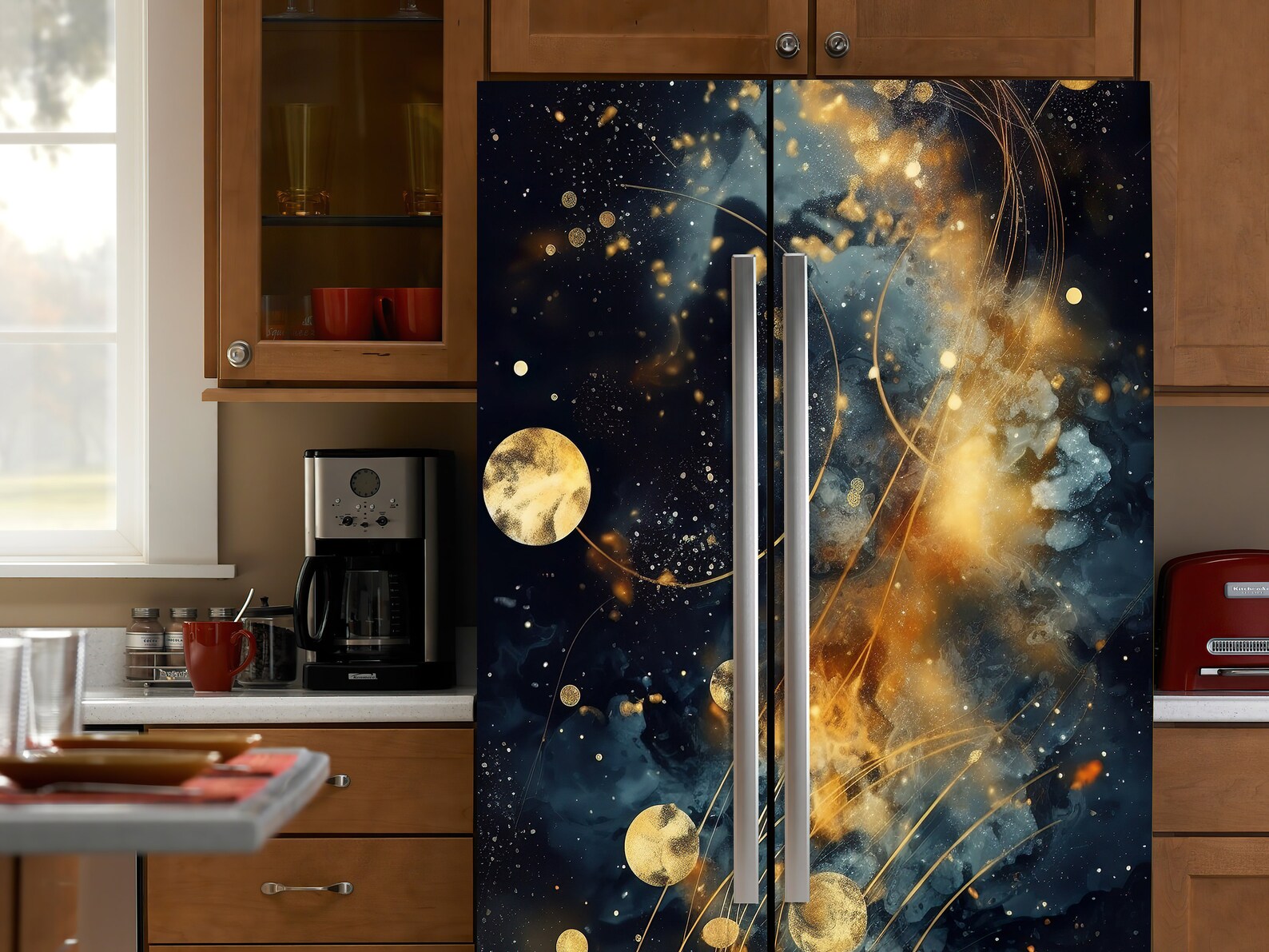 Fairy Night Fridge Wrap, Abstract Space Refrigerator Decal, Galaxy ...