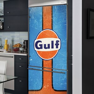 Retro Gus Pump Refrigerator Wrap, Vintage Fuel Station Logo Fridge Wrap ...