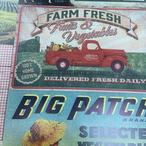 Retro Farm Labels Fridge Wrap, Vintage Food Signs Door Mural, Side by ...