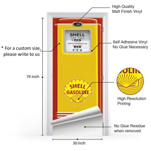 Shell Oil Gas Pump Sticker Decorative Door Mural Self Adhesive Fridge ...