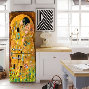 The Kiss by G. Klimt Fridge Wrap, Classic Art Gift Vinyl Fridge Decal ...
