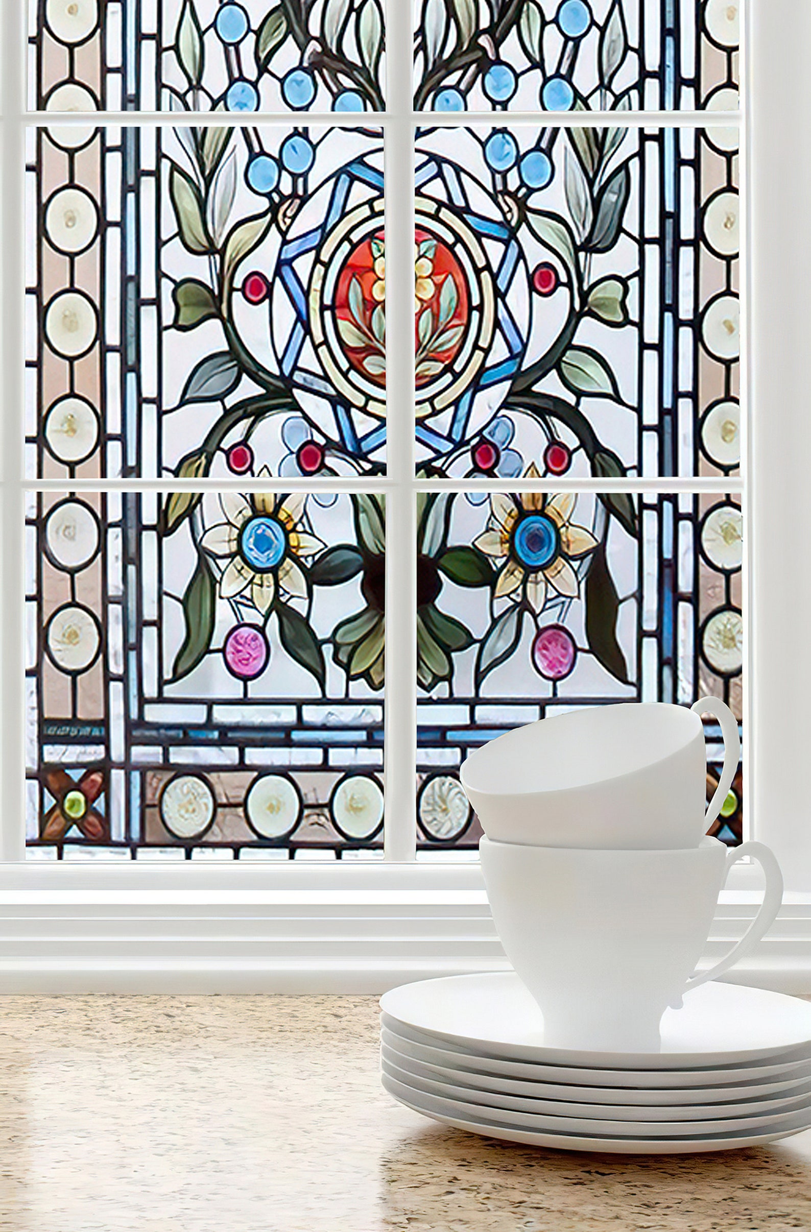 Colorful Stained Glass Window Film Mosaic Stain Glass Self - Etsy