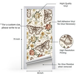 Boho Retro Butterflies and Vintage Floral Fridge Decal, Refrigerator ...