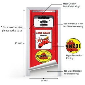Retro Gaz Pump Refrigerator Wrap, Vinage Fridge Wrap, Fridge Decal ...