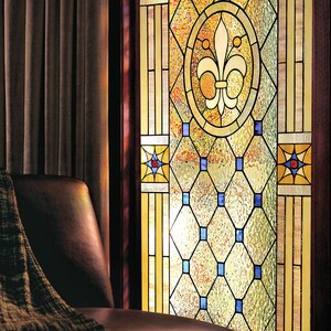 Classic Victorian Style Stained Glass Window Film, Geometrical Frosted ...