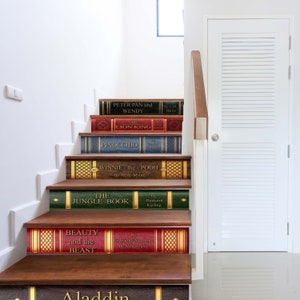 Fairy Tales Books Spine Stair Riser Decal, Book Spine Stair Riser ...
