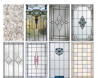 Geometry Stained Glass Window Film, CLEAR GLASS, Privacy Beveled ...