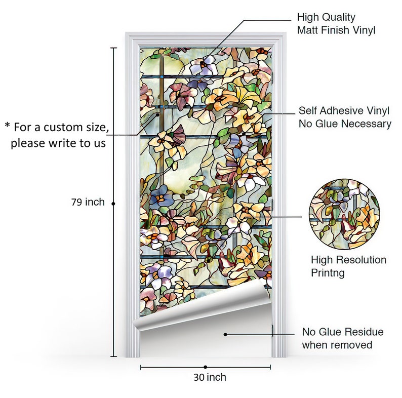 Stained Glass Flower Window Vinyl Film Abstract Flowers - Etsy