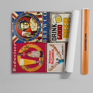 Retro Beer Fridge Wrap Vintage Labels Door Mural, Fridge Sticker Side ...