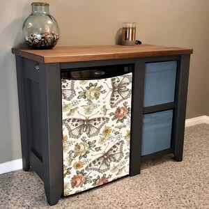 Boho Retro Butterflies and Vintage Floral Fridge Decal, Refrigerator ...