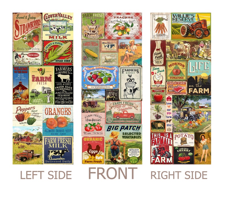 Retro Farm Labels Fridge Wrap Vintage Food Signs Door Mural - Etsy
