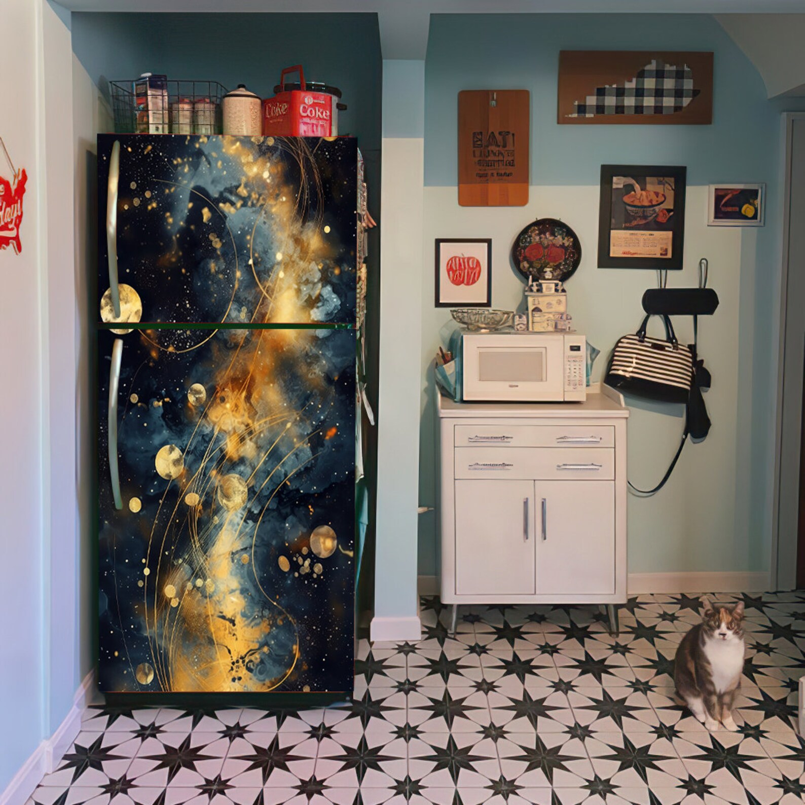 Fairy Night Fridge Wrap, Abstract Space Refrigerator Decal, Galaxy ...