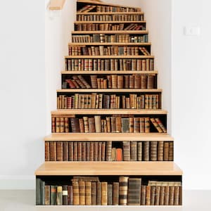 Old Books Stair Riser Decal , Book Spine Stair Riser Decals, Peel ...
