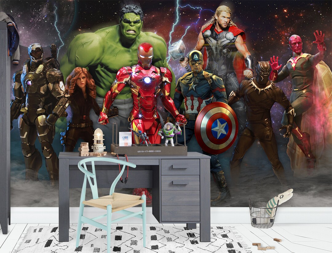 Marvel Comics Wallpaper Avengers Mural Iron Man and Thor Wallpaper for ...