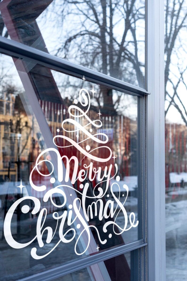 Christmas Tree Decal Winter Window Decal Holiday Decor Xmas - Etsy