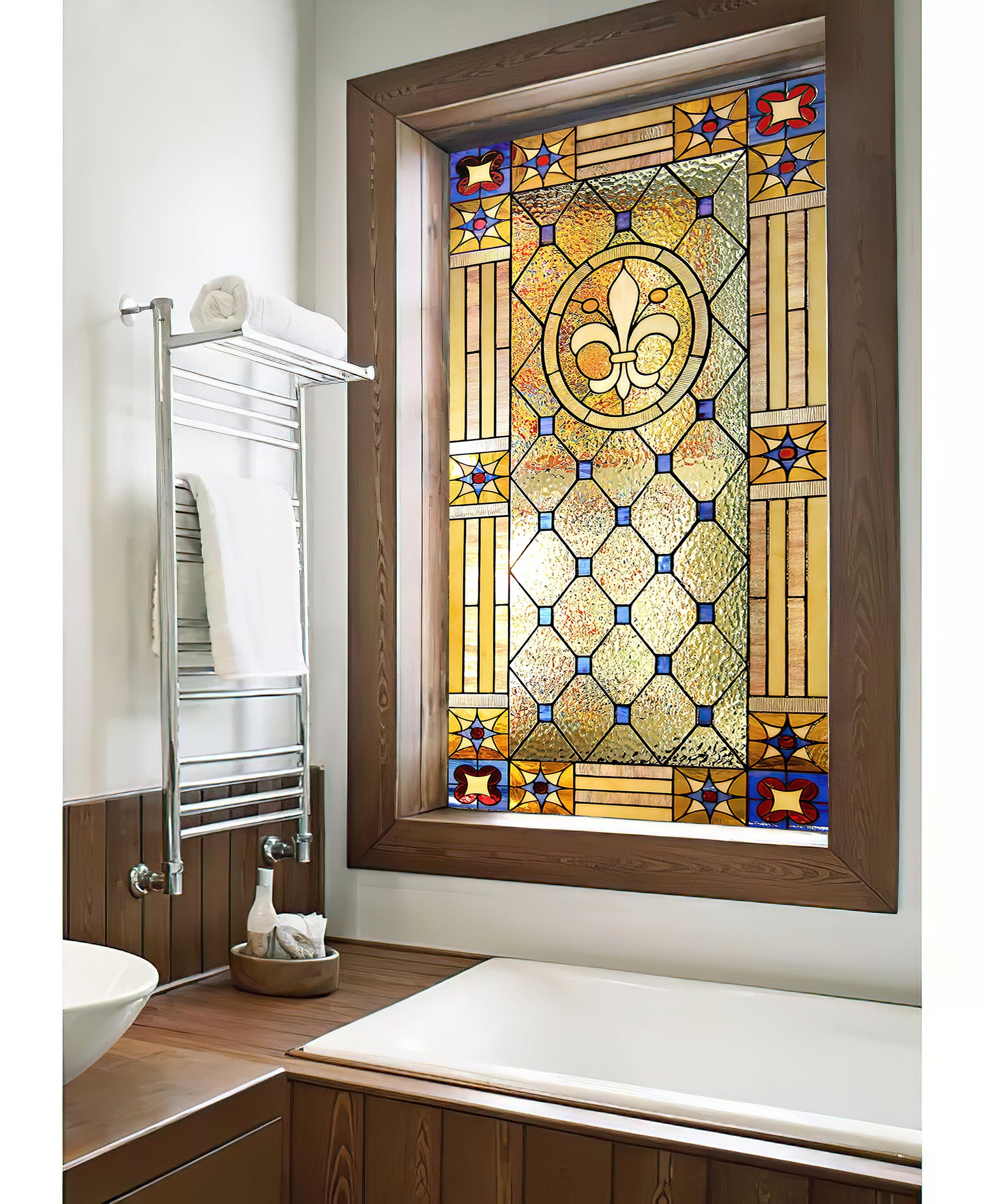 Classic Victorian Style Stained Glass Window Film Geometrical - Etsy