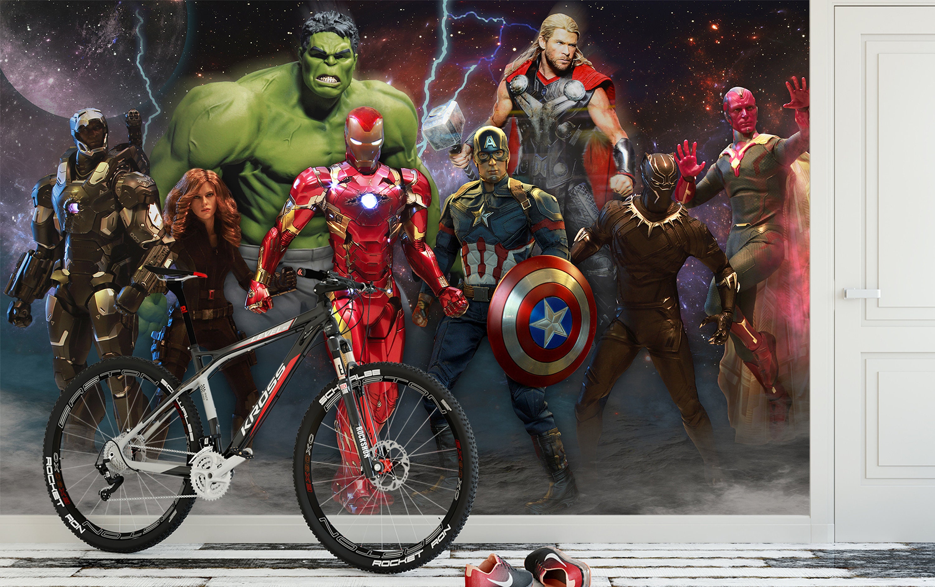 Marvel Comics Wallpaper Avengers Mural Iron Man and Thor | Etsy