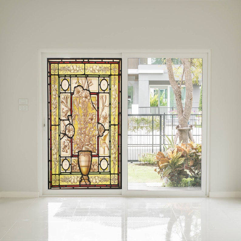 Medieval Style Frosted Stained Glass Window Film Golden - Etsy