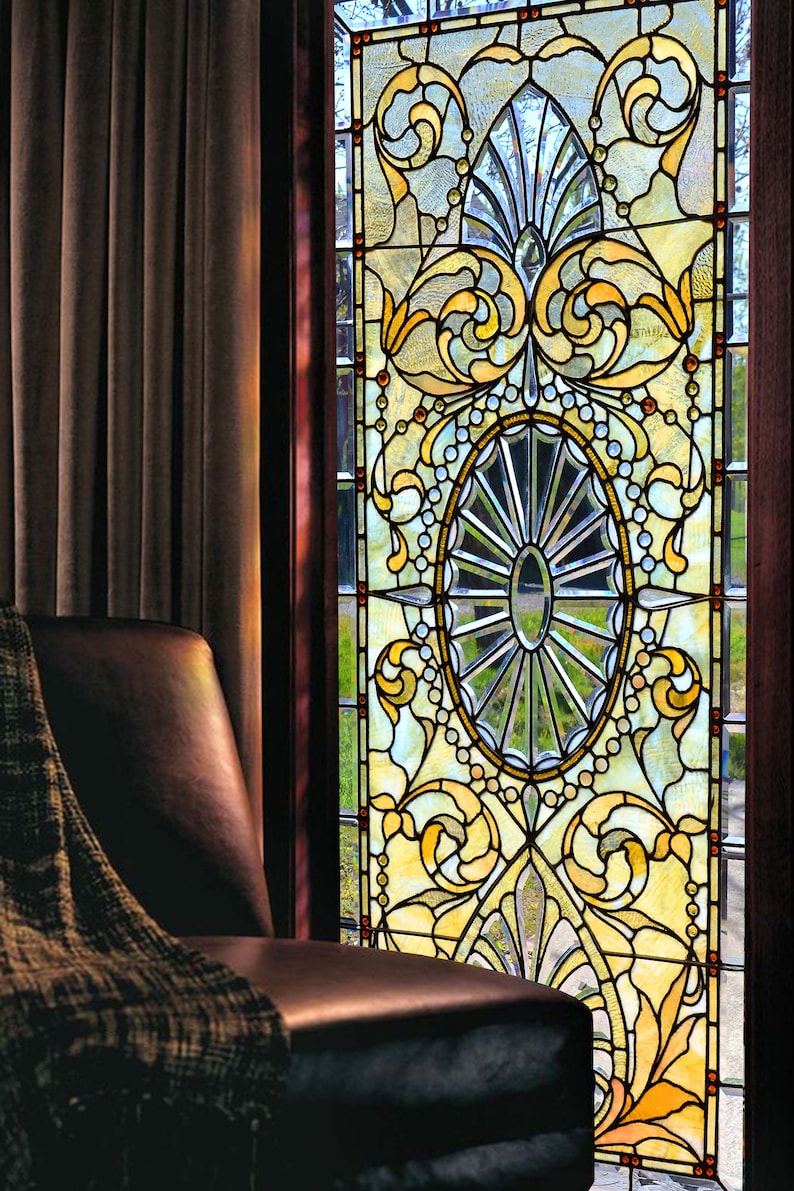 Geometrical Stained Glass Window Privacy Film Abstract - Etsy