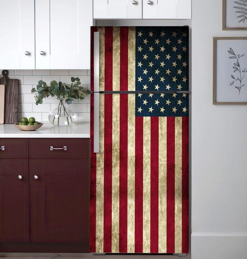 Vintage American Flag Fridge Decal Retro US Flag Decorative - Etsy