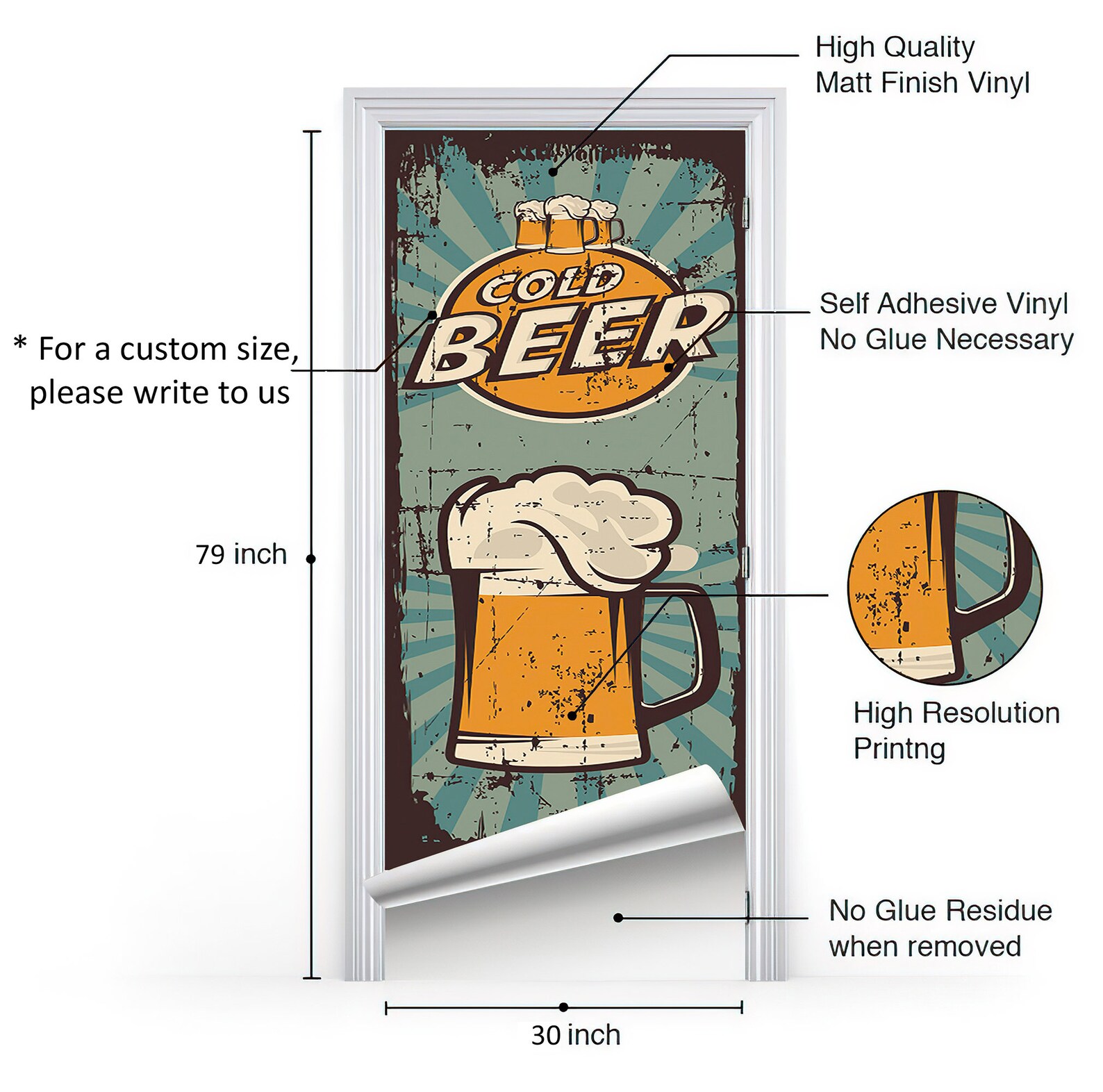 Vintage Beer Fridge Decal Removable Sticker Door Mural Peel - Etsy