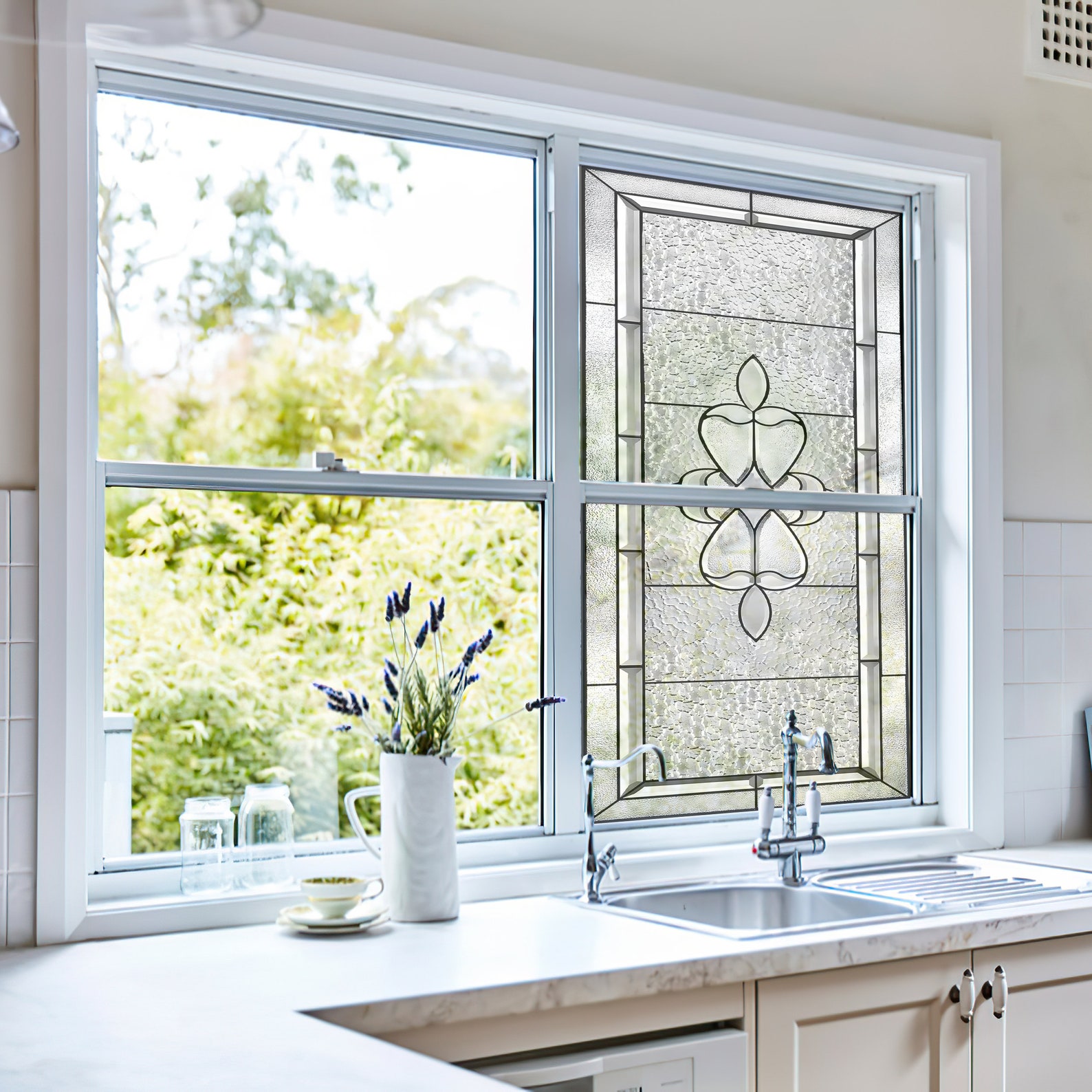 Geometrical CLEAR STAINED GLASS Self Adhesive Window Privacy Film ...